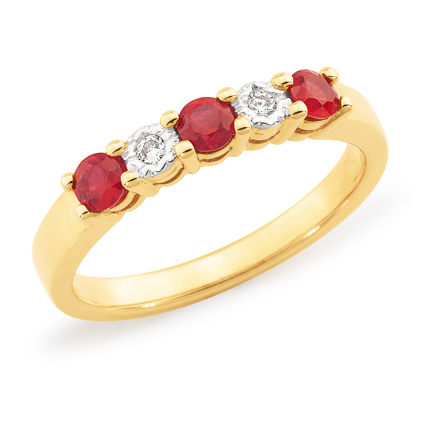 Ruby Round Diamond 5 Stones Ring - Victoria G