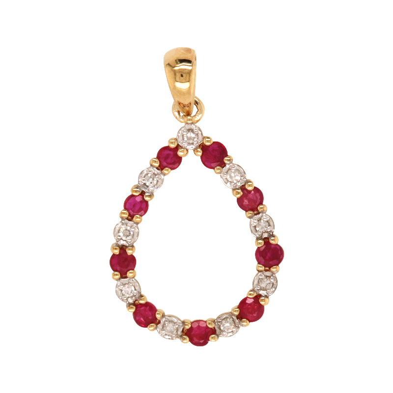 Oval Ruby & Diamond Pendant - Bezett