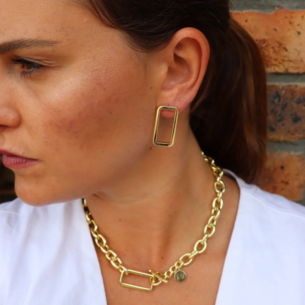 Steel Me Yellow Gold Grande Chain Fob Necklace - Victoria G